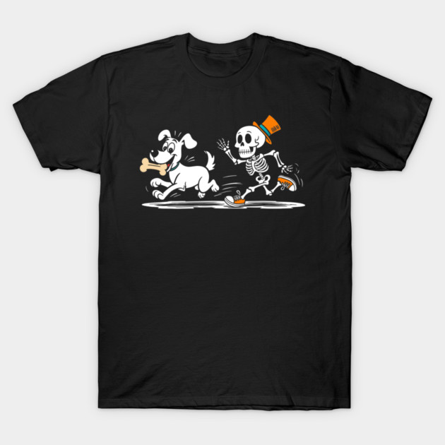 Skeleton Chasing Dog - Skeleton Chasing Dog - T-Shirt | TeePublic