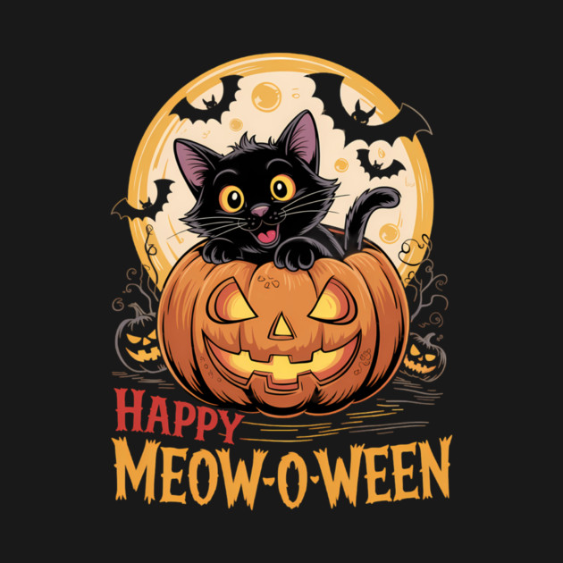 Pumpkin Cat Happy Meow O Ween Halloween - Pumpkin Cat Happy Meow O Ween Halloween - T-Shirt ...