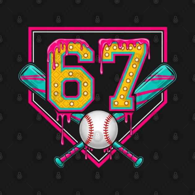 67 Ice Cream Drip Meme Six Seven Gen Alpha Slang - 67 Meme - T-Shirt ...