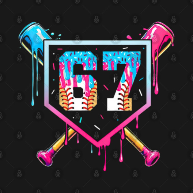 Baseball Ice Cream Drip Number 67 - Baseball Ice Cream Drip - T-Shirt ...