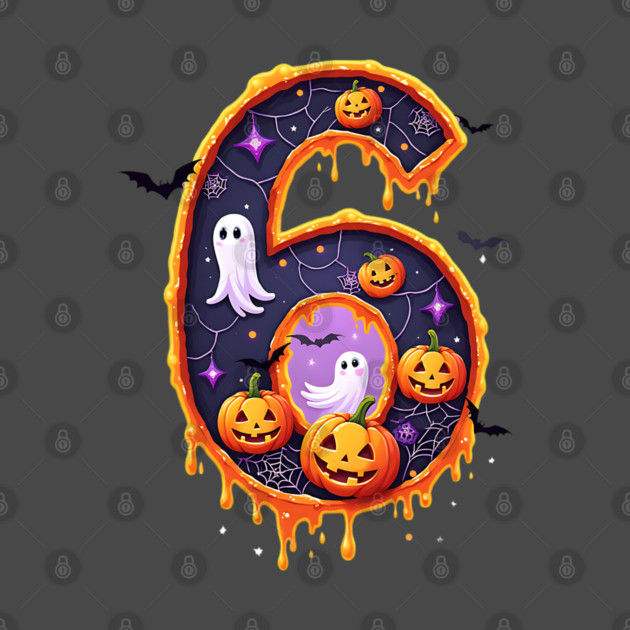 Halloween Number 6 Ghosts Cobweb Design - Halloween Number 6 - Kids T-Shirt | TeePublic