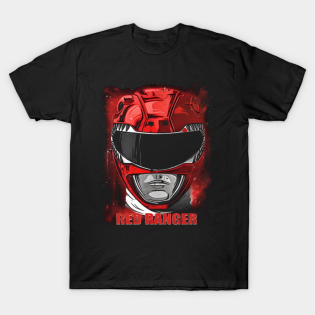 Red Ranger Distressed Portrait - Red Ranger - T-Shirt | TeePublic