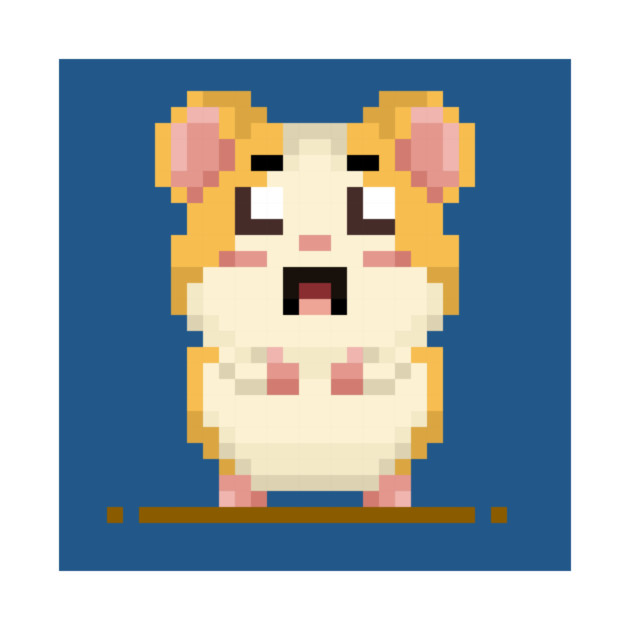 Surprised Pixel Hamster – Cute Retro Style Pet Art - Pixel Hamster - T ...