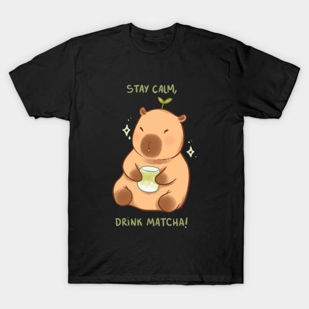 Capybara Drinking Matcha - Capybara - T-Shirt | TeePublic