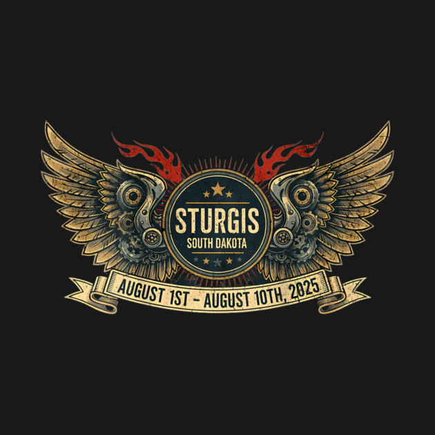 2025 Sturgis With Art On Back - Sturgis Motorcycle Rally - T-Shirt ...