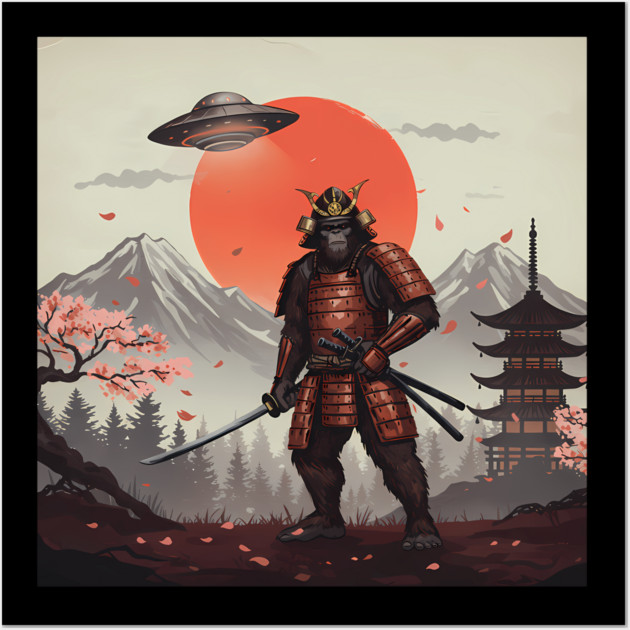 Bigfoot Samurai Ufo Alien Sasquatch Samurai Blossom Japanese - Bigfoot ...