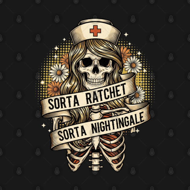 Sorta Ratchet Sorta Nightingale Funny Nurse Skeleton Design - Sorta ...