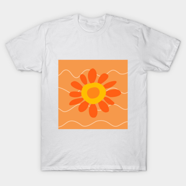 Groovy Orange Daisy Flower - Groovy - T-Shirt | TeePublic