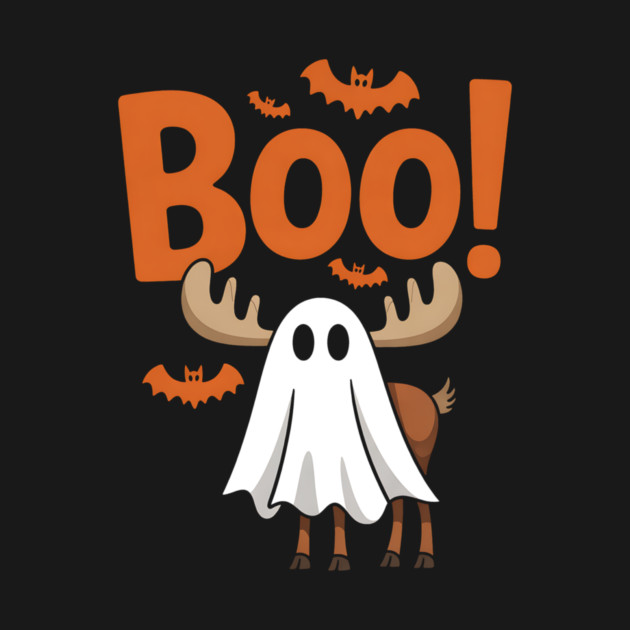 Spooky Moose Ghost Boo Costume Halloween Party - Halloween - T-Shirt ...
