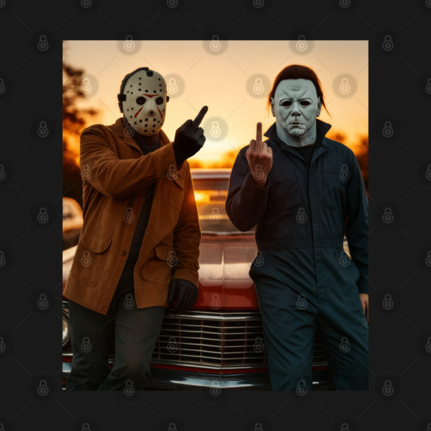 Funny Halloween - Michael and Jason Middle Finger - Halloween - T-Shirt ...