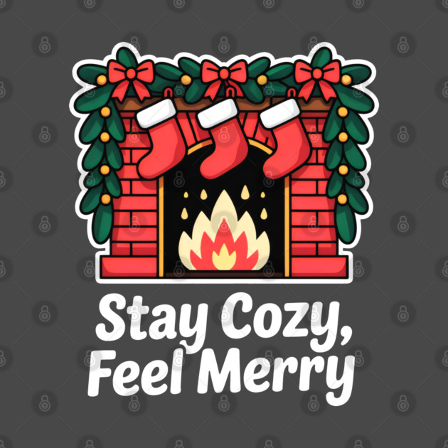 Bright Christmas Hearth with Garland and Fire - Christmas - T-Shirt ...