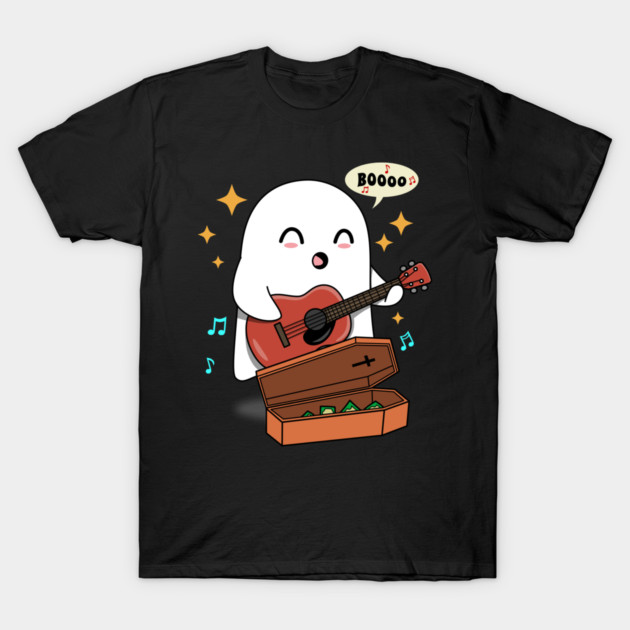 Ghost Busker Funny Halloween Music Cartoon - Halloween - T-Shirt ...