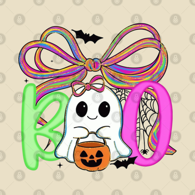 Boo Cute Ghost Rainbow Bow Kawaii Halloween Girl - Boo - T-Shirt ...