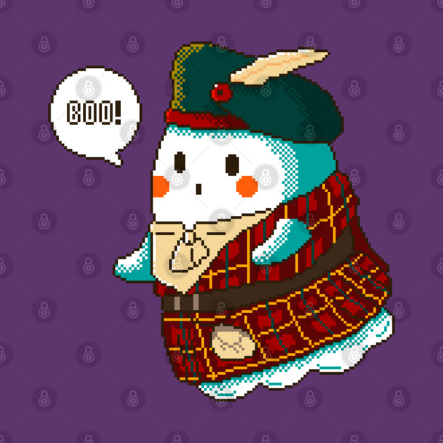 Cute Scottish Ghost Halloween Pixel art Illustration - Cute Halloween ...