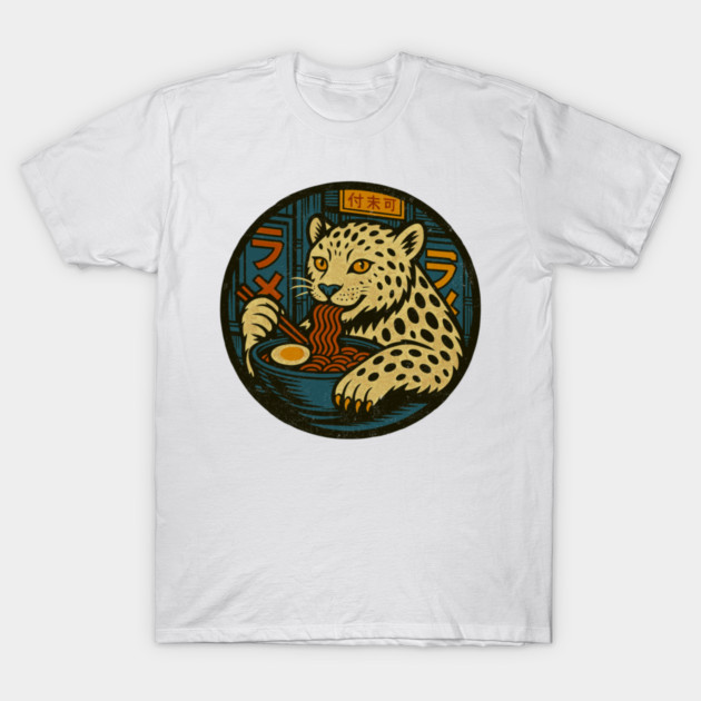 Snow Leopard Slurping Ramen - Snow Leopard Slurping Ramen - T-Shirt ...