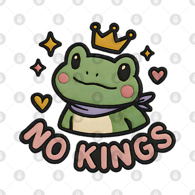 No Kings cute frog crown design funny empowerment quote art kawaii ...