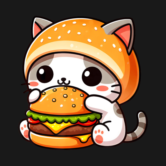 Cat Burger Fast Food - Cute Cat Burger - T-Shirt | TeePublic