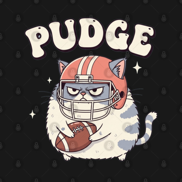 Pudge Cat Football Player Cute Sports Graphic - Pudge Cat - T-Shirt ...