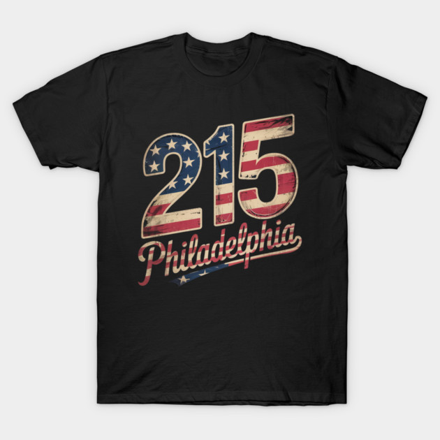 Philadelphia 215 Area Code Patriot USA American Flag Philly ...
