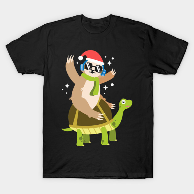 Sloth Pet Santa Sloth Riding Turtle Funny Cool Boy Christmas - Turtle ...