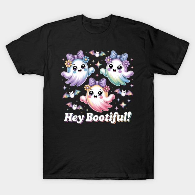 Hey Bootiful Cute Ghost Girls Halloween - Ghost Halloween - T-Shirt | TeePublic