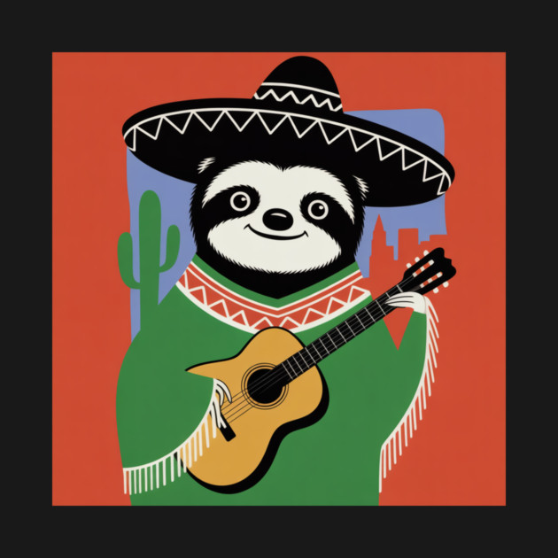 Mexican Sloth Sombrero Mariachi Guitar Vintage - Mexican Sloth Sombrero ...