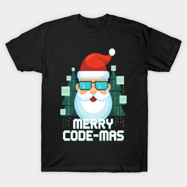 Binary Code Christmas Tree Merry Codemas Data Point Tech Santa - Binary ...