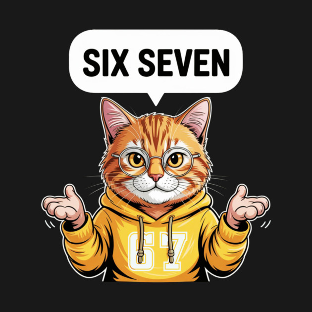 67 Six Seven 6-7 Cat - Funny Kids Gaming Brainrot Meme - 67 Six Seven ...