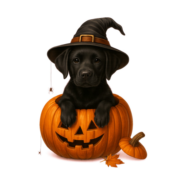 Cute Black Lab in Pumpkin – Funny Halloween Labrador Dog Design - Black ...