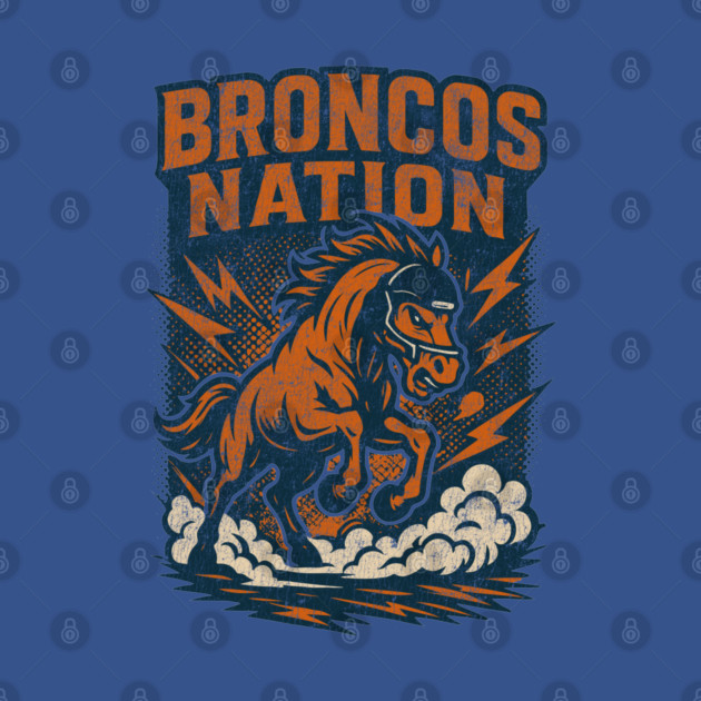 Broncos Nation Vintage Denver Football - Denver Broncos - T-Shirt | TeePublic