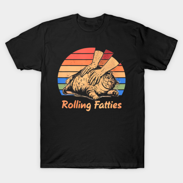 Hilarious Fat Cat Rolls - Funny Fat Cat - T-Shirt | TeePublic
