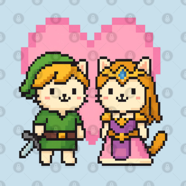 8-Bit Kitty Heroes – Cute Adventurer and Princess Cats Pixel Art Design ...