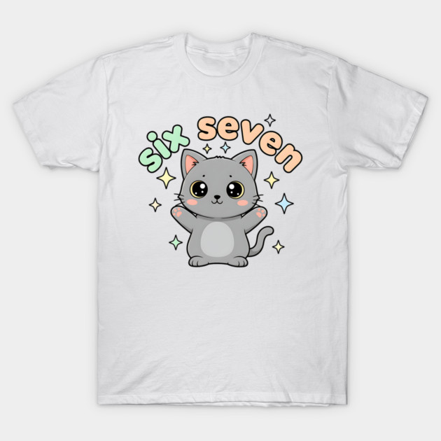 Six Seven Gray Cat - Six Seven Cat Gray - T-Shirt | TeePublic