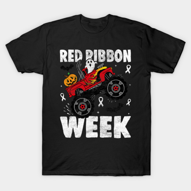 Red Ribbon Week Monster Truck Ghost Halloween Awareness Fun - Red ...