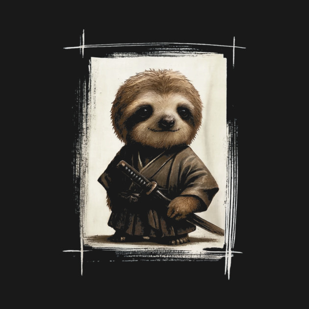 Samurai Sloth Japanese Art Funny - Samurai Sloth - T-Shirt | TeePublic