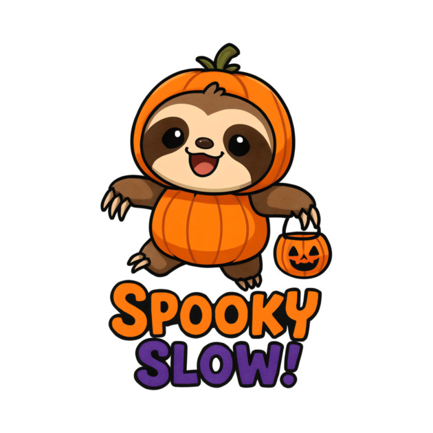 Slow Spooky Sloth Halloween - Sloth Pumpkin - T-Shirt | TeePublic