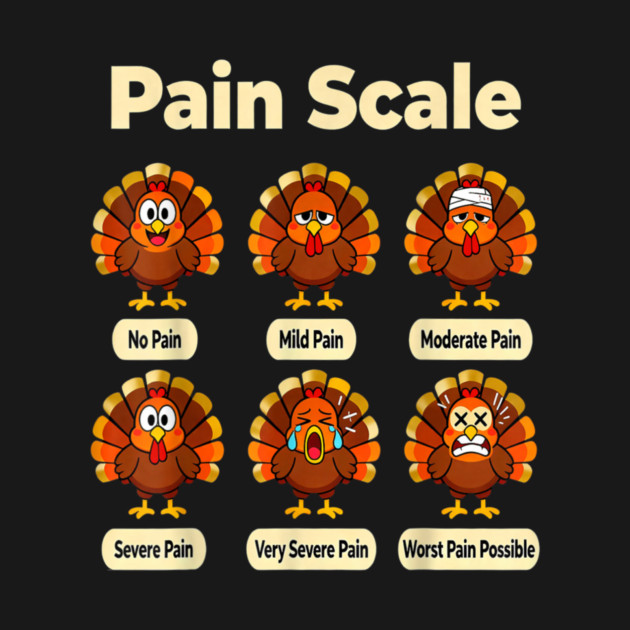Funny Turkey Pain Scale Medical Humor Thanksgiving Dinner - Funny ...