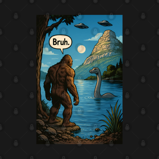 Bigfoot Alien Loch Ness Bruh Meme - Bigfoot Bruh - T-Shirt | TeePublic