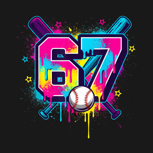 67 Baseball Ice Cream Drip 67th Birthday Six Seven Funny - Funny 67 - T ...