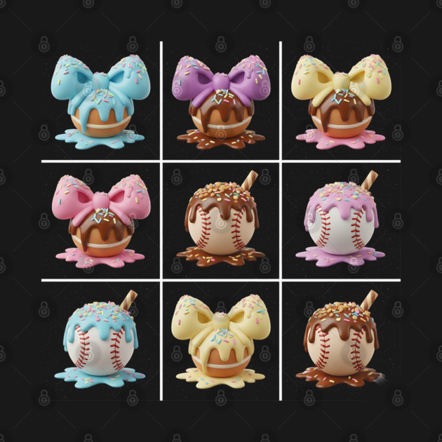 Baseball Sister Drip Bow Ice Cream Drip Girls Sprinkle Youth - Baseball ...