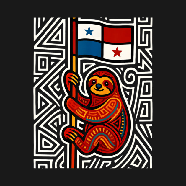 Sloth Inspired By Mola Artwork Of Panama Kuna - Sloth Mola Art - T ...