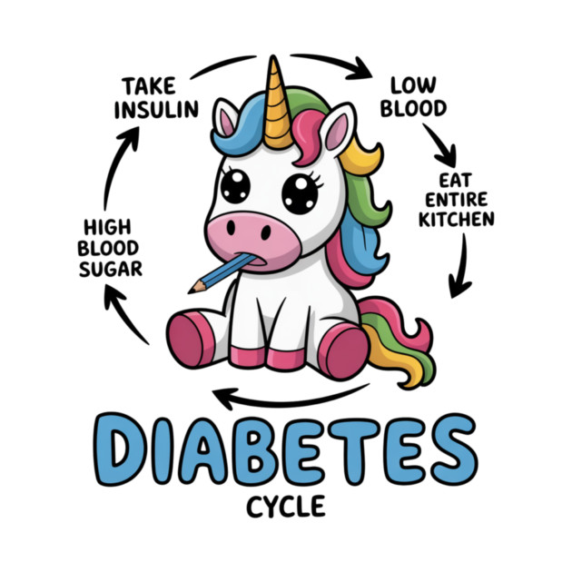 Type 1 Diabetes Cycle Diabetic Life Unicorn Blue Gray Ribbon - Type 1 ...