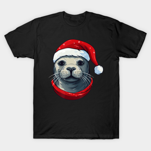 Cute Harbor Seal Wearing Santa Hat Funny Animal Christmas Design ...