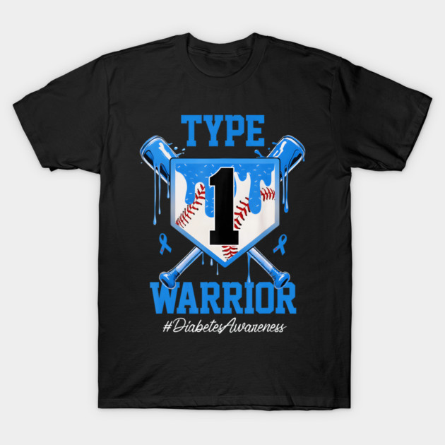 T1d Warrior Baseball Drip Diabetes Blue Ribbon - Diabetes Awareness - T ...
