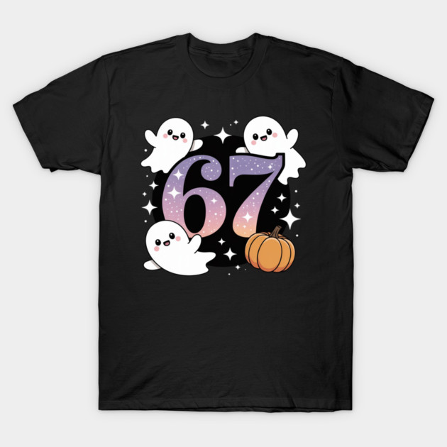67 Halloween Girls Ghost Six Seven 6 7 Brain.rot Meme Kids - 6 7 - T ...