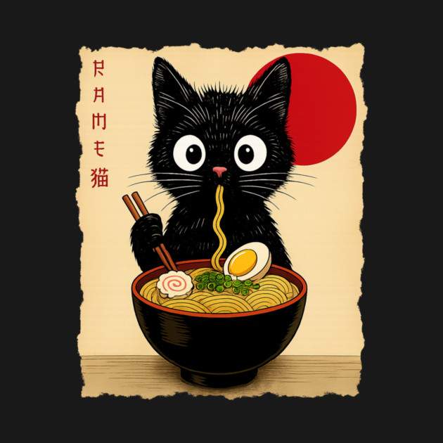 Ramen Cat Kawaii Ramen Anime Black Cat - Ramen Cat Kawaii Ramen Anime ...