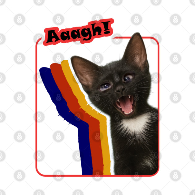 Aaagh Cat Meme – Screaming Kitty Retro Rainbow Design | Funny Chaotic ...