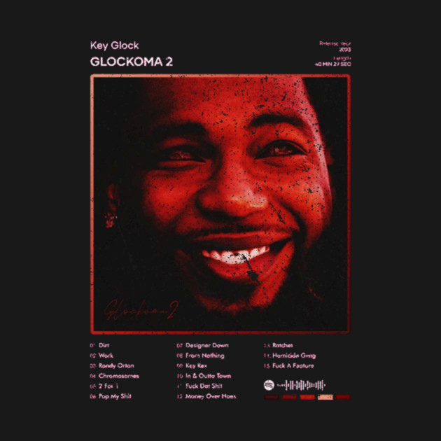 Key Glock - Glockoma 2 Tracklist Album - Key Glock - T-Shirt | TeePublic