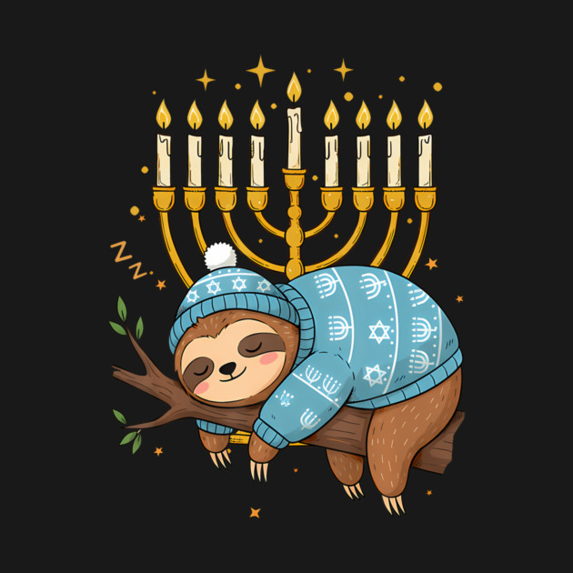 Funny Sloth Hanukkah orah Chanukah - Funny Sloth Hanukkah - T-Shirt ...