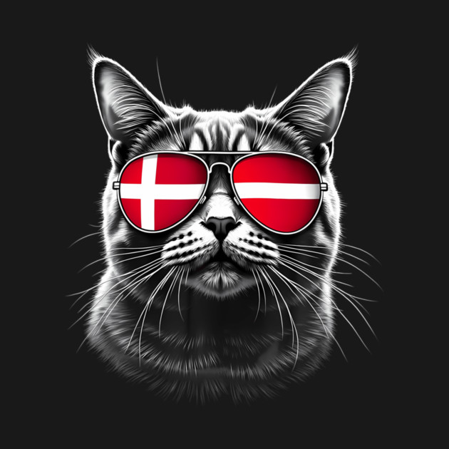 Denmark Flag Cat Face Sun Danish Flag - Denmark Flag Cat - T-Shirt ...
